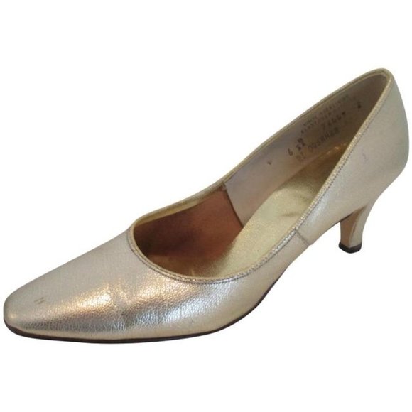 Connie | Shoes | Vintage Connie Gold Metallic Vinyl Foil Almond Pumps ...